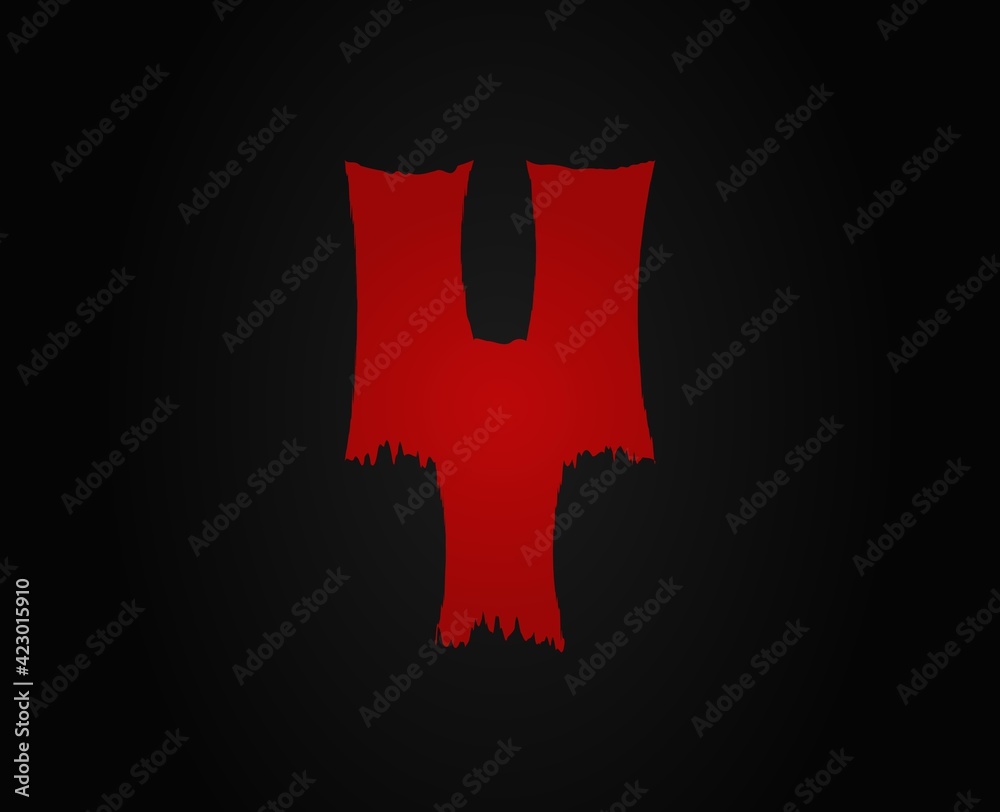 Y letter horror bloody, scary. Insane Fear brutal, scream font. Wicked ...