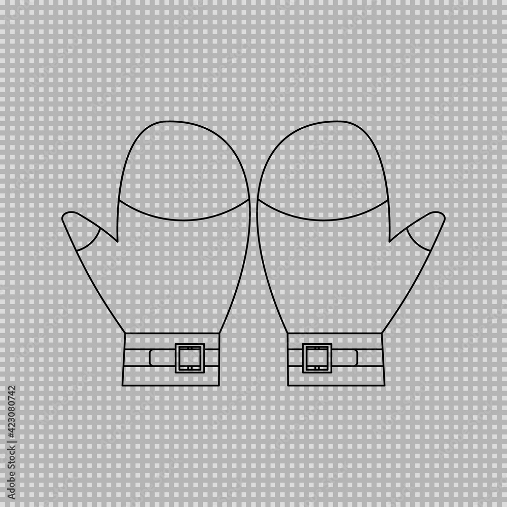 Mitten outline cartoon clipart on transparent background. Vector image ...
