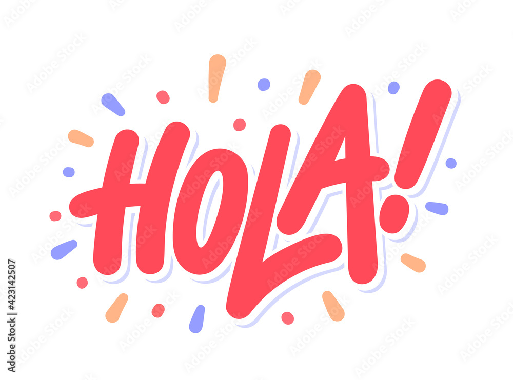 Vector de Stock Hola. Vector handwritten lettering banner. | Adobe Stock