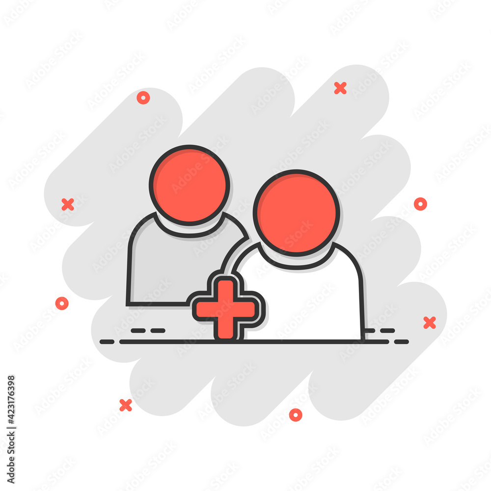 People communication user profile icon in comic style. People with plus ...