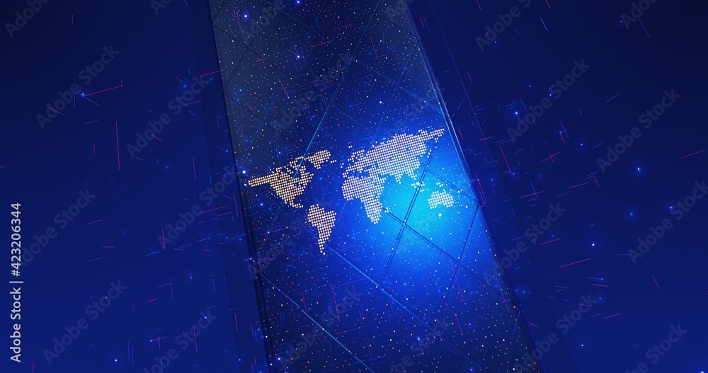Stock-Illustration „Futuristic Digital Cube Planet Earth. Broadcast ...