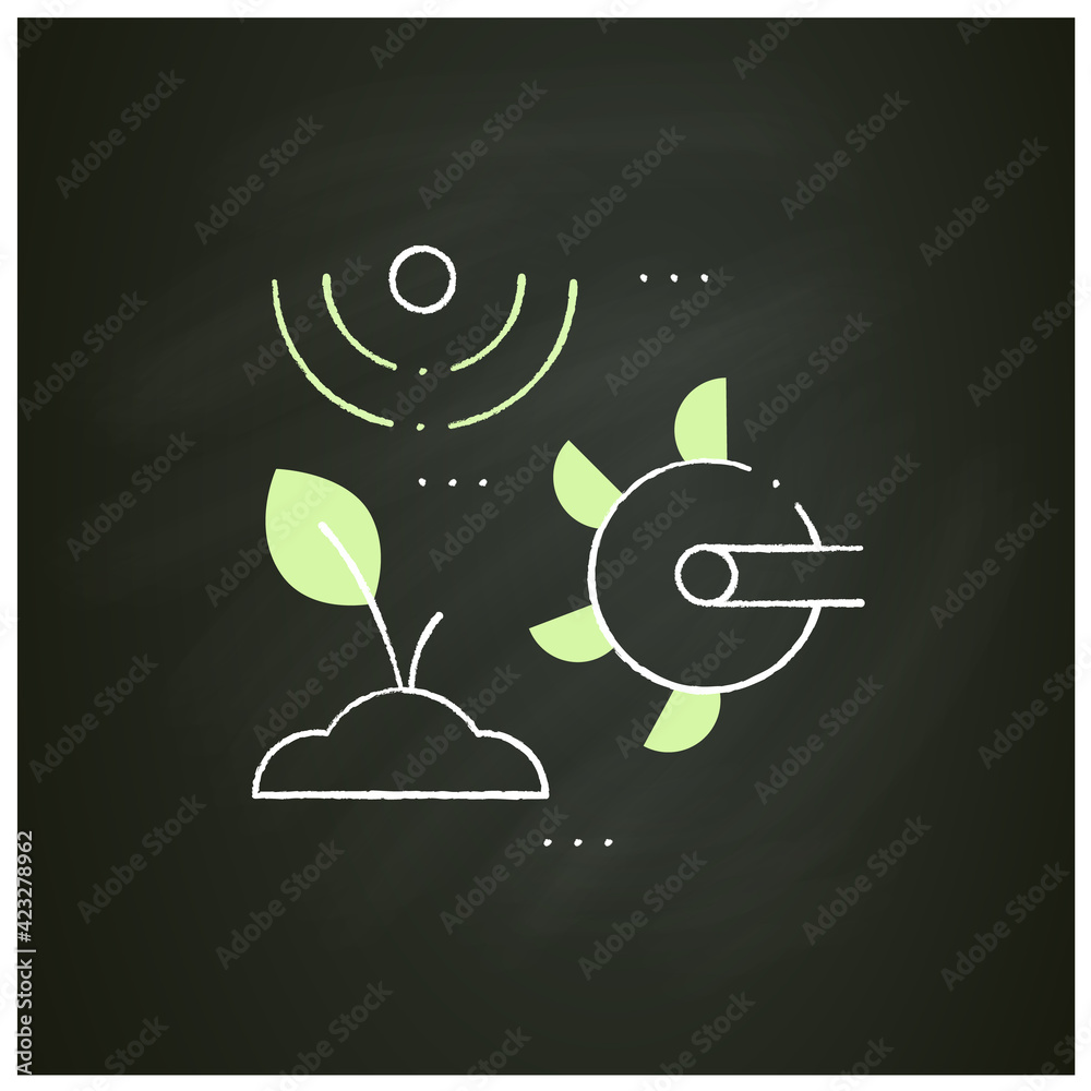 Soil tilling chalk icon. Agricultural preparation of soil by mechanical ...