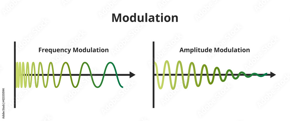 Vector scheme of frequency modulation FM and amplitude modulation AM ...