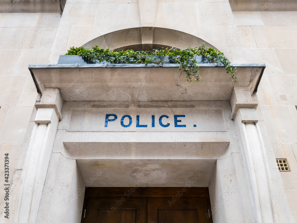 London UK, March 14th 2021: Shoreditch Police Station, main entrance ...