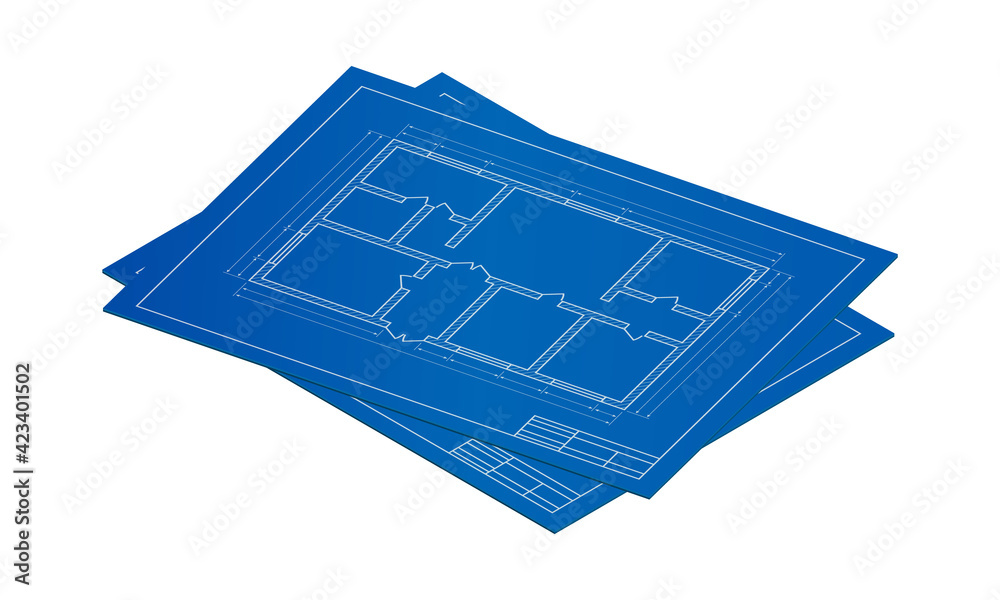 Isometric vector illustration blueprint floor plans the house isolated ...