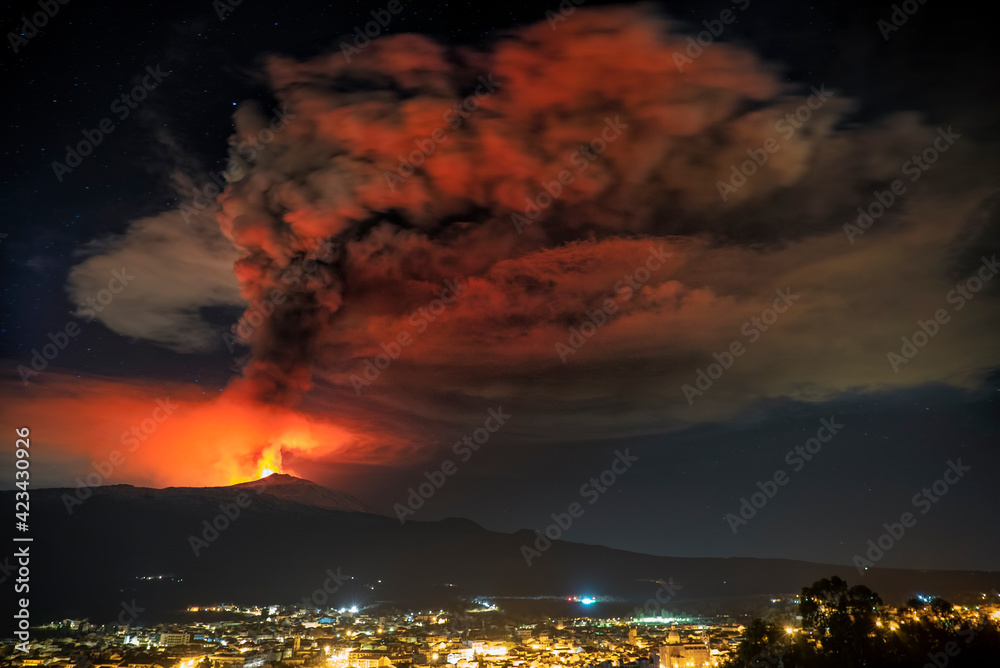 Paroxysmal activity of the Etna volcano in Sicily in 2021. Lapilli and ...