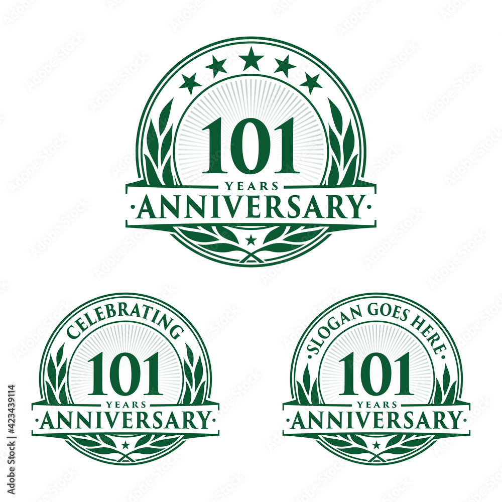 Stock-Vektorgrafik „101 years anniversary logo set. 101st years ...
