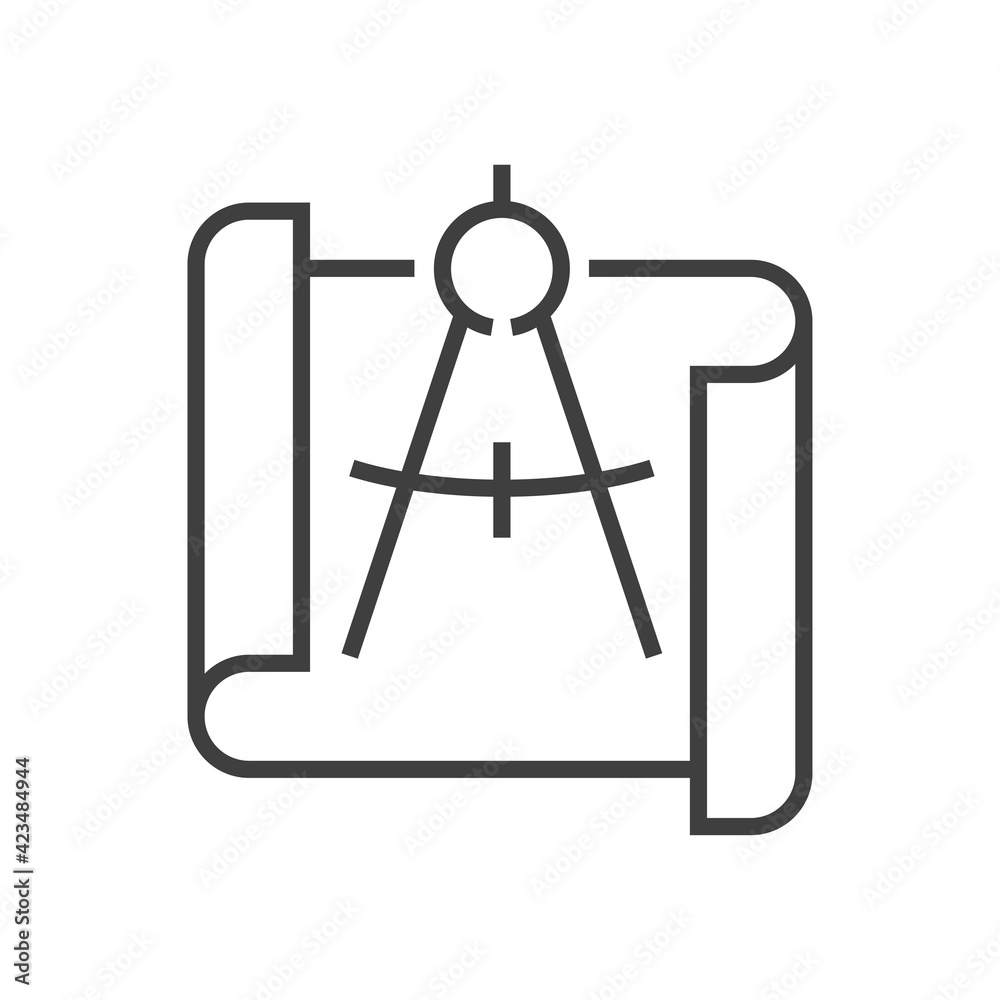 Vetor Plano de papel con herramienta de dibujo compás separador con ...