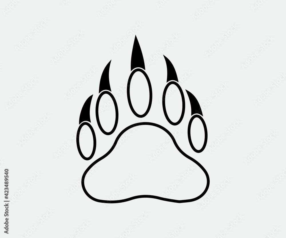 Bear Footprint Printable Vector Illustration, Bear Paw Print, Bear ...