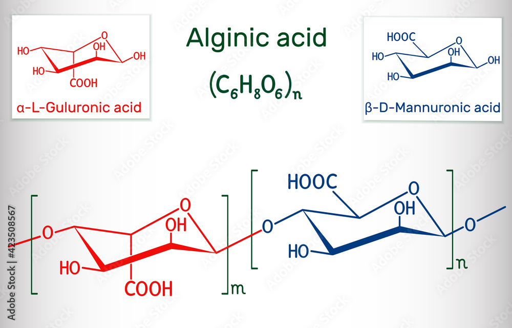Alginic acid, align, alginate molecule. It is polysaccharide, food ...