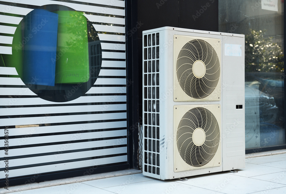 Albania Vlora-25.07.2020:Air Conditioning MIDEA.Air condition outdoor ...