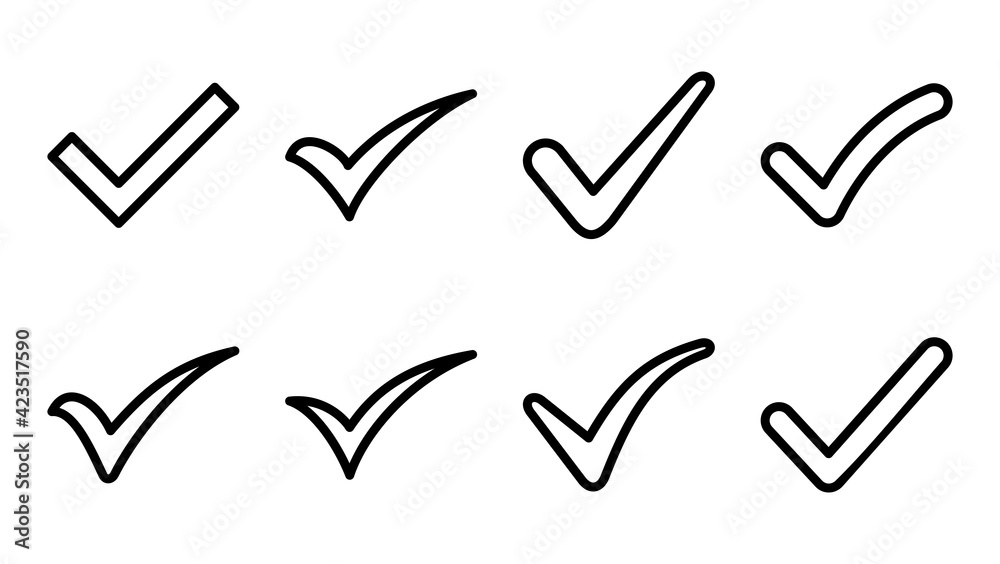 Check mark icon set. Check mark sign. Tick mark symbol vector 素材庫向量圖 ...