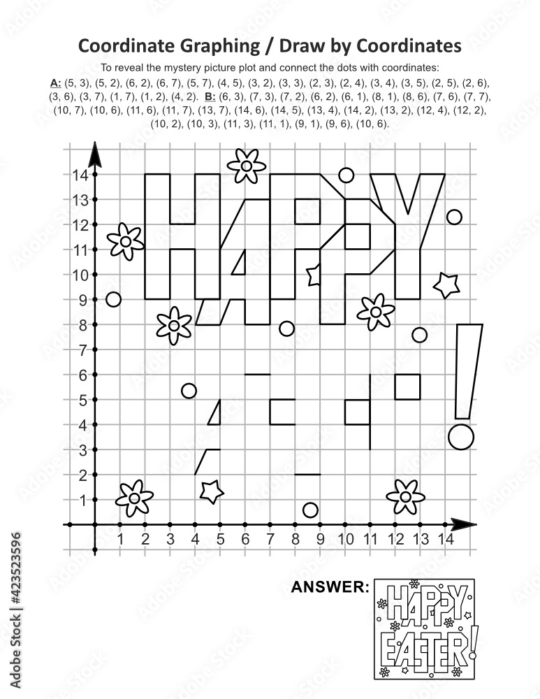 This is Easter holiday themed coordinate graphing, or draw by ...