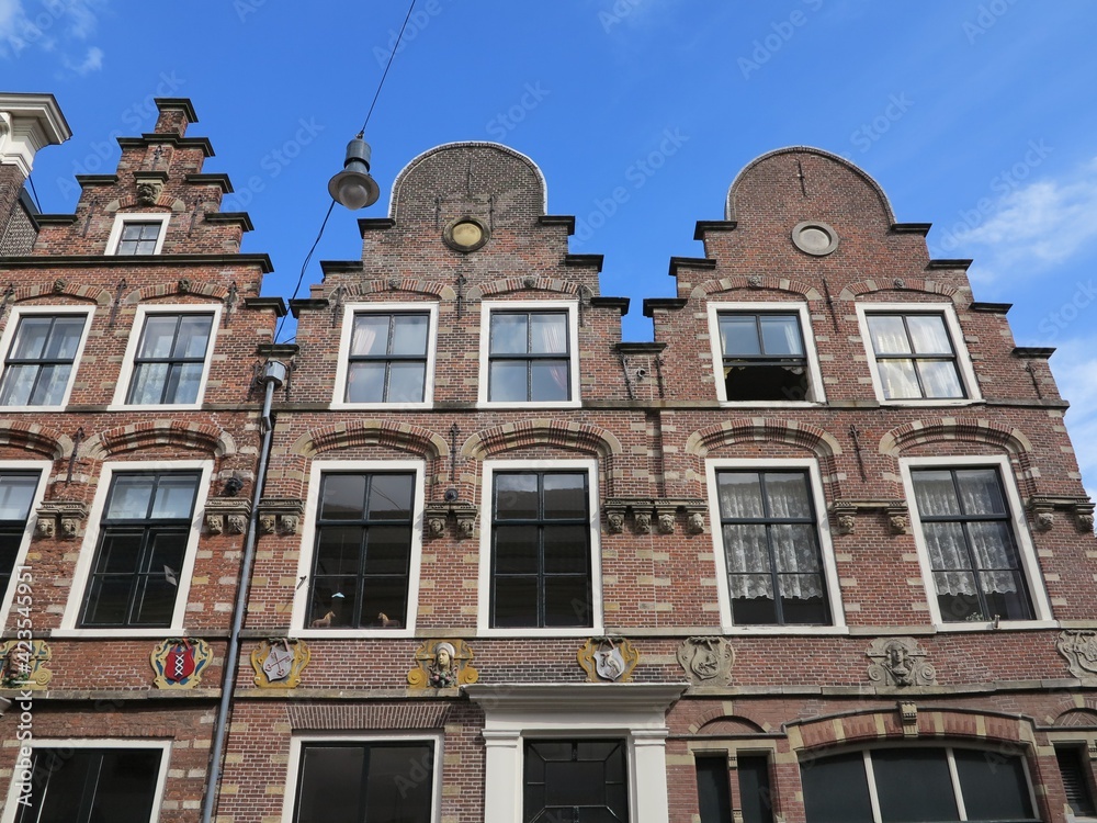 Haarlem Historic House Facades with Stepped Gables and Gable Stones ...