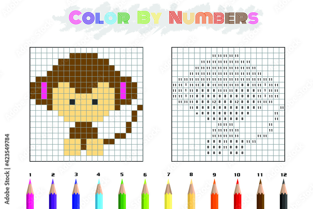 coloring by Number pages for preschoolers, Educational pages with ...