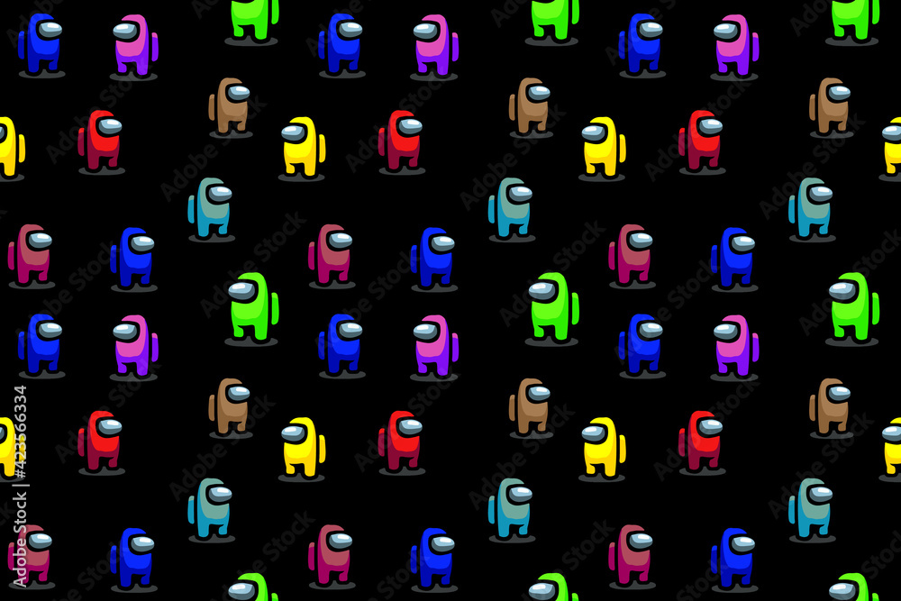 Online game Among Us - multicolor characters. Seamless pattern. Vector ...