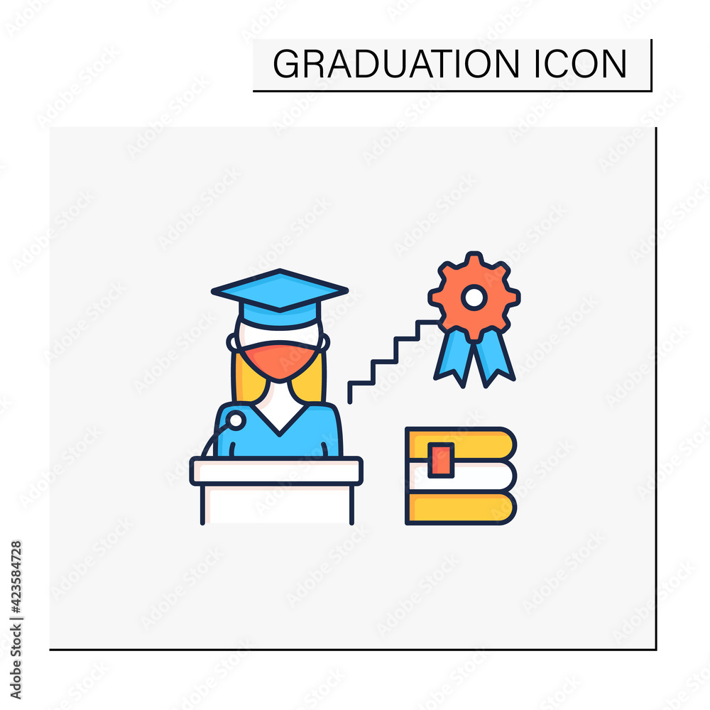 Academic career color icon. Personal growth. Motivation speech. Work at ...