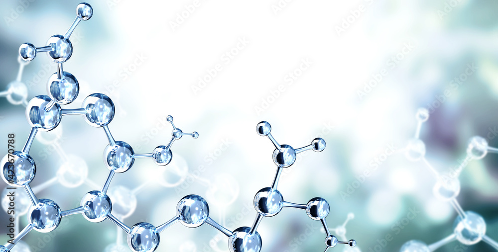 Horizontal banner with glass model of molecule Stock Photo | Adobe Stock