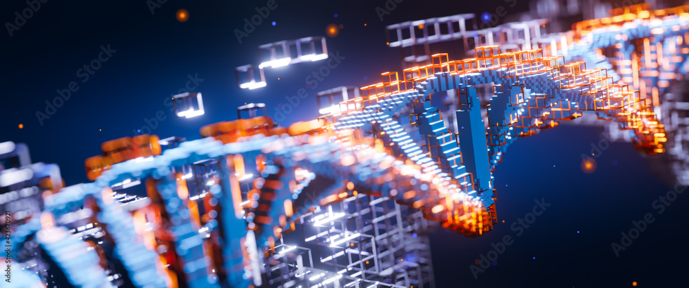 Ilustración de Stock DNA digital. Study of gene structure of cell ...