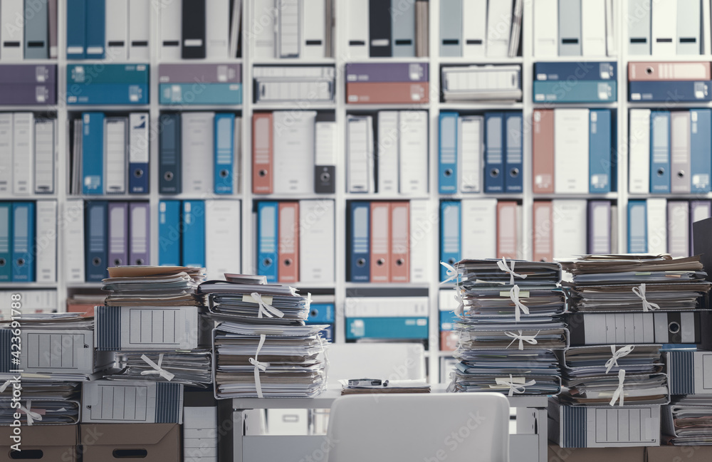 Stacks of paperwork in the office Stock Photo | Adobe Stock