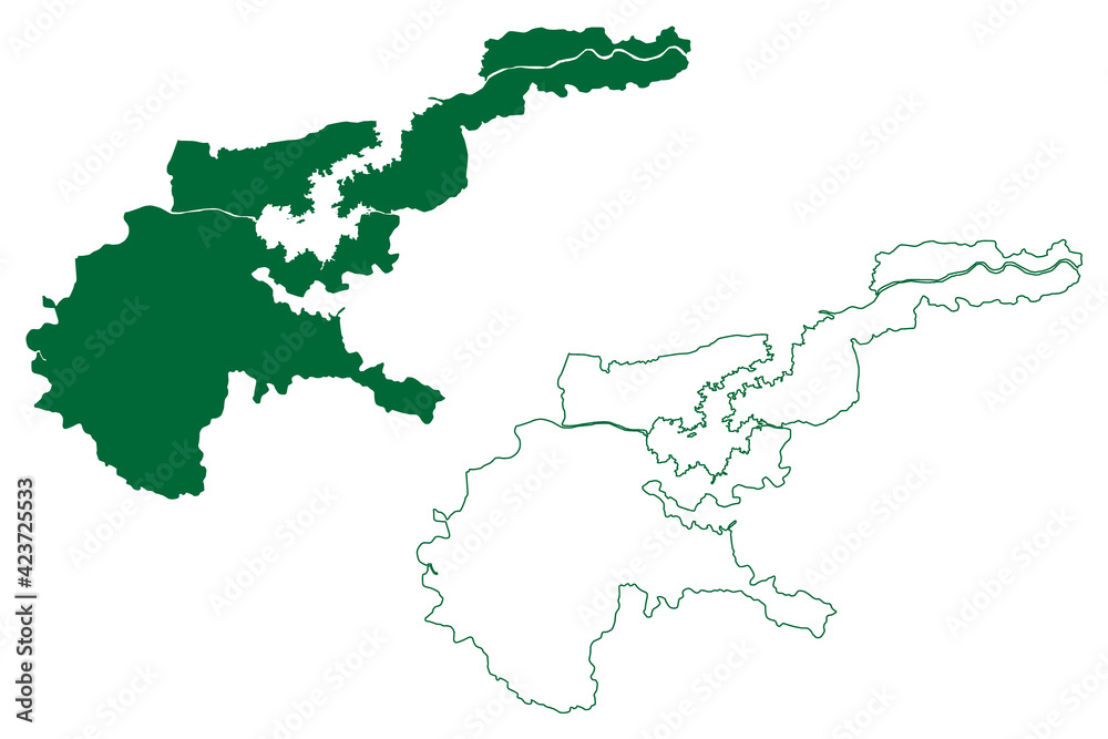 Tapi district (Gujarat State, Republic of India) map vector ...