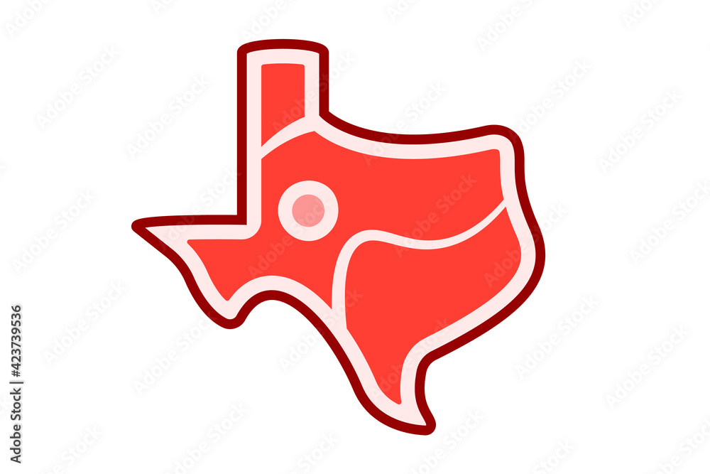Texas shaped steak icon. Clipart image isolated on white background ...