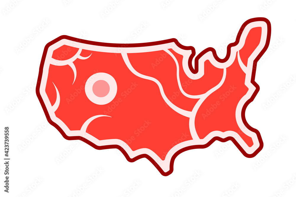 USA shaped steak icon. Illustration of United States map shaped like ...
