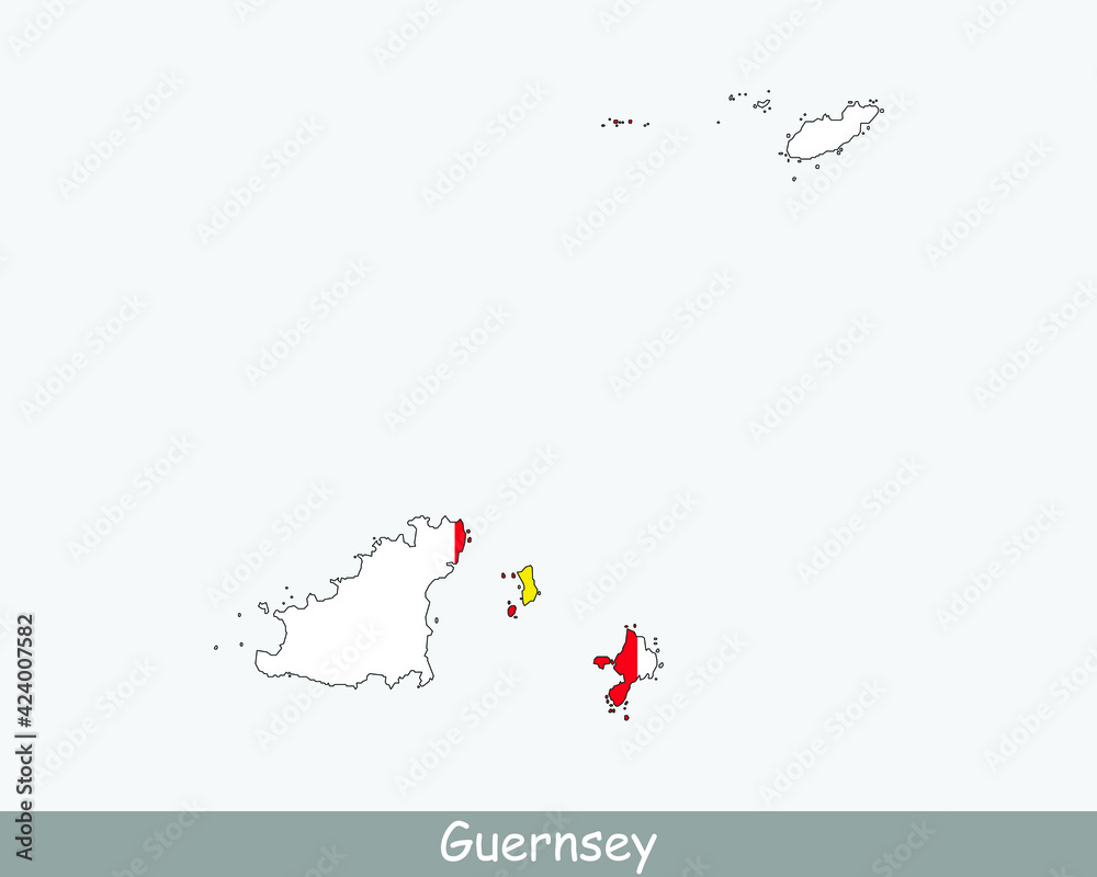 Guernsey Map Flag. Map of Guernsey with flag isolated on white ...