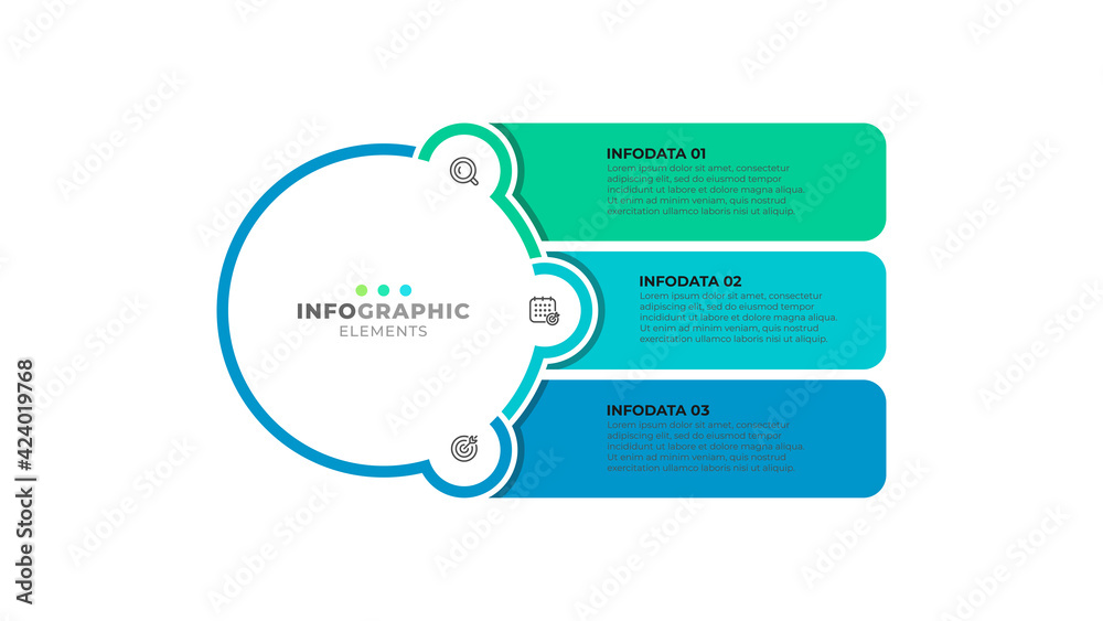 Presentation business infographic template with icons and 3 options, steps or parts. Stock ...