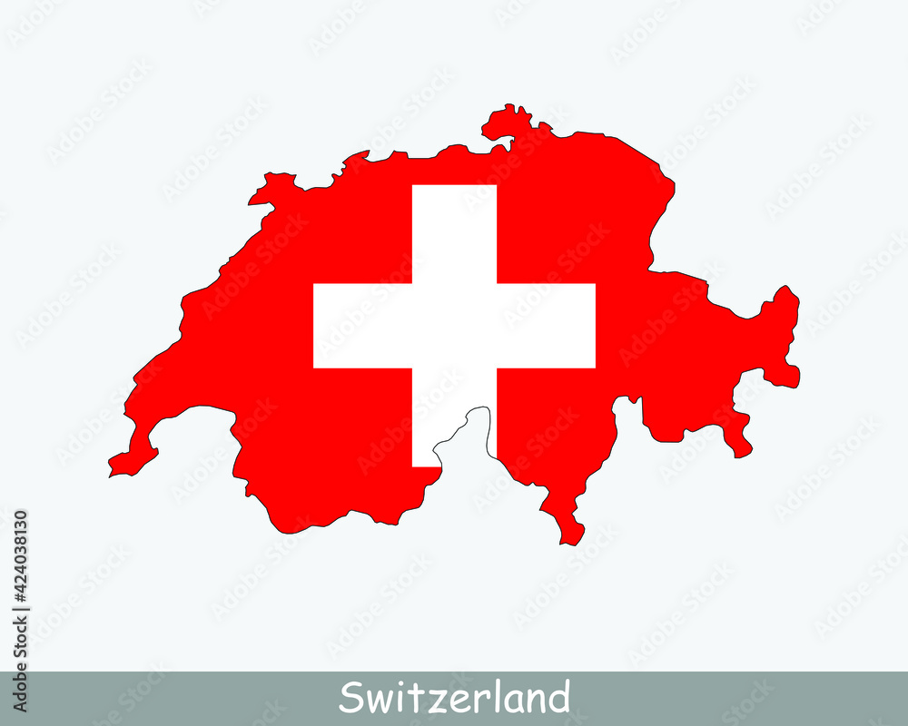 Switzerland Flag Map. Map of the Swiss Confederation with the Swiss ...