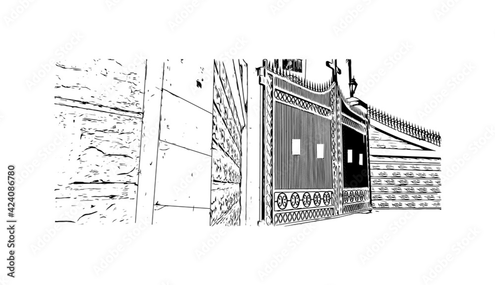 Building view with landmark of Dimapur is a city in India. Hand drawn ...