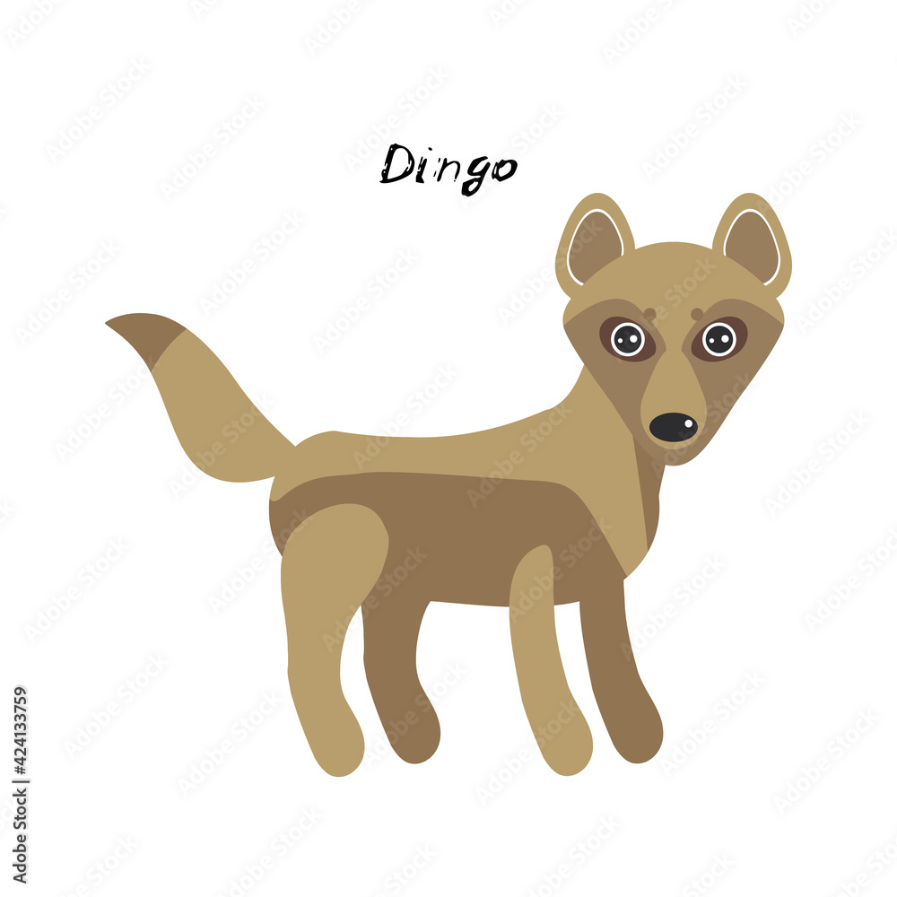 cute Kawaii Australian dingo, isolated on white background. Can be used ...