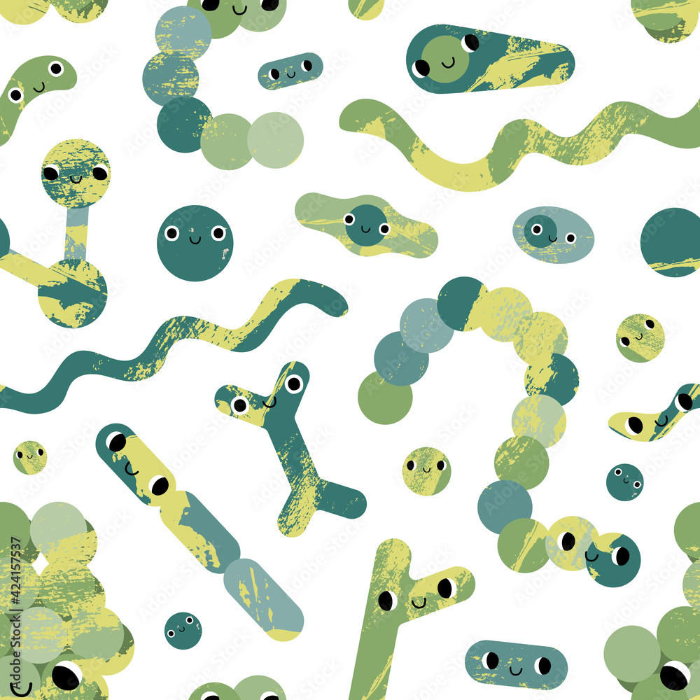 Happy cute bacteria character with smiling face. Funny kind kawaii ...