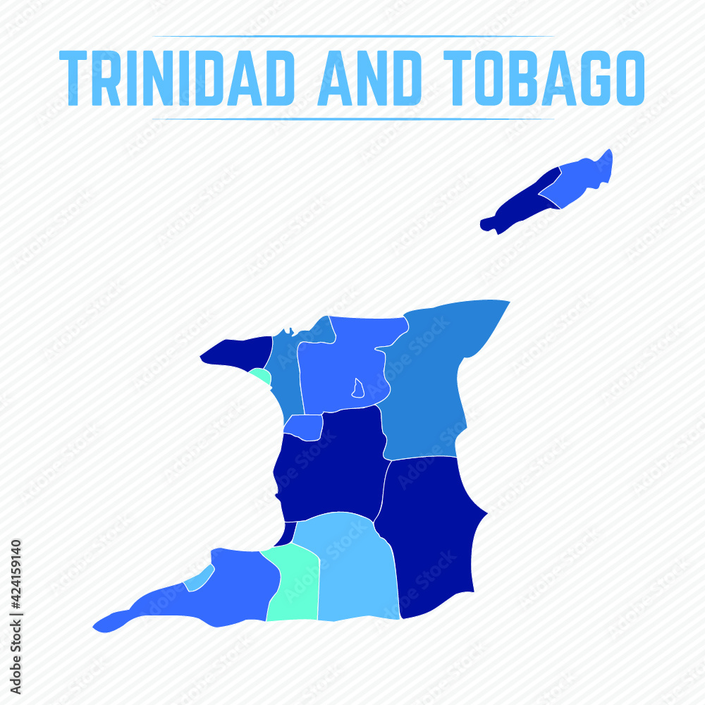 Trinidad and Tobago Detailed Map With States Stock Vector | Adobe Stock