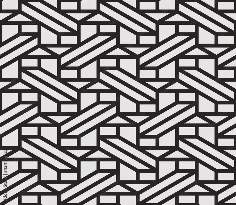 Pattern with monochrome bold stripes and polygons. Abstract monochrome ...