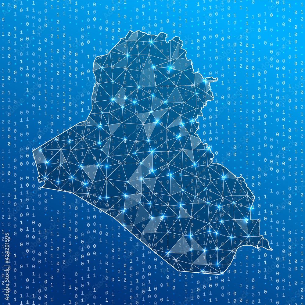 Network map of the Republic of Iraq. Country digital connections map ...