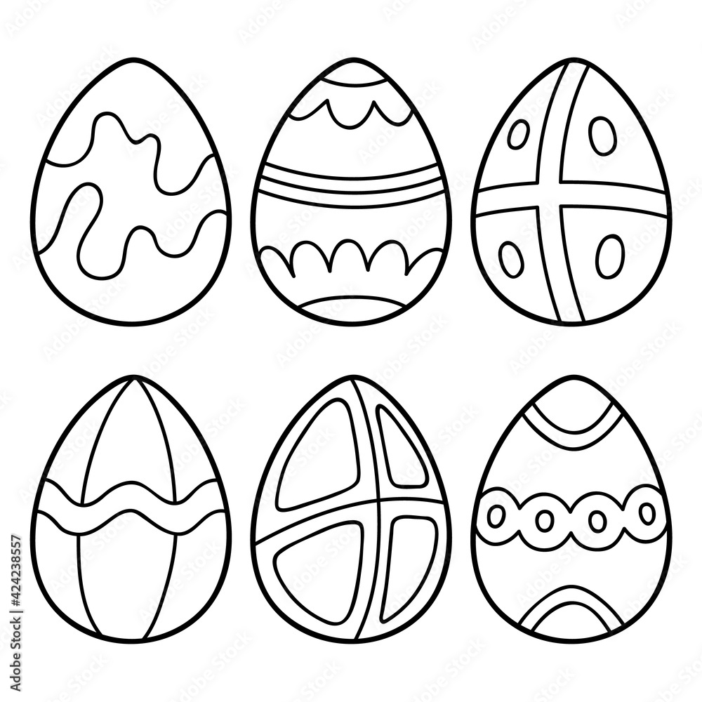 Vector illustration coloring page of cartoon easter eggs for children ...