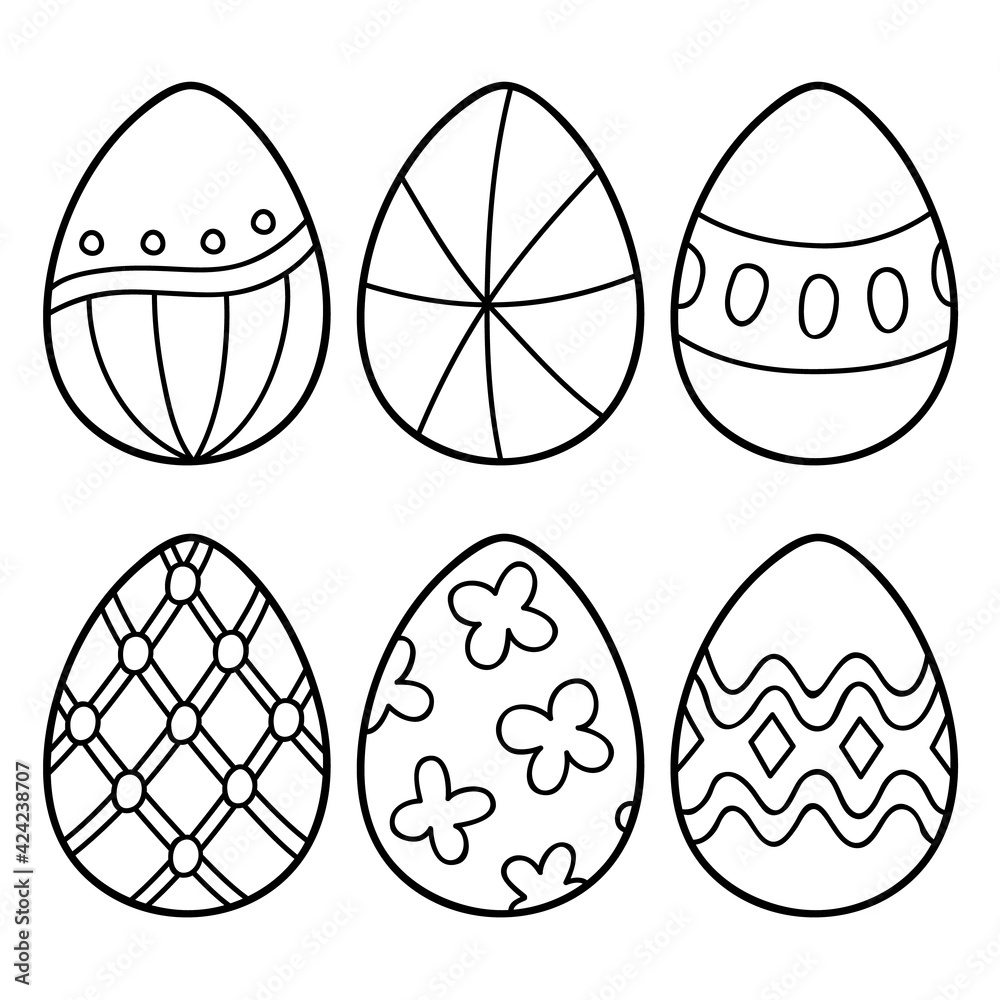 Vector illustration coloring page of cartoon easter eggs for children ...