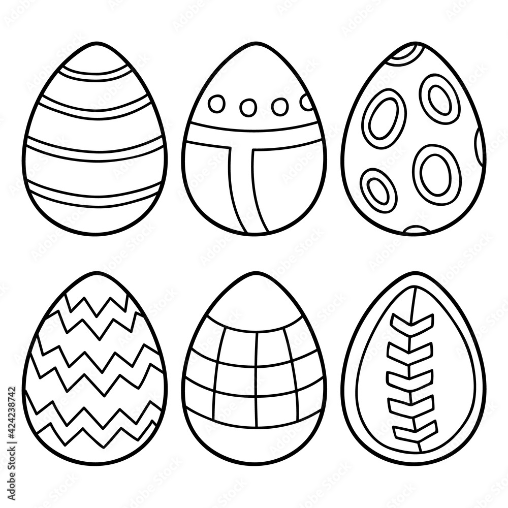 Vector illustration coloring page of cartoon easter eggs for children ...