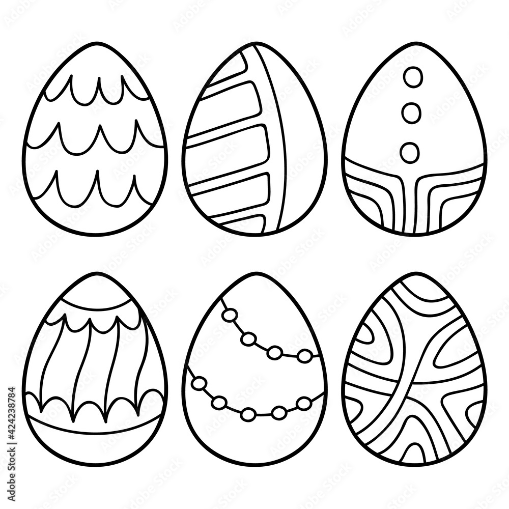 Vector illustration coloring page of cartoon easter eggs for children ...