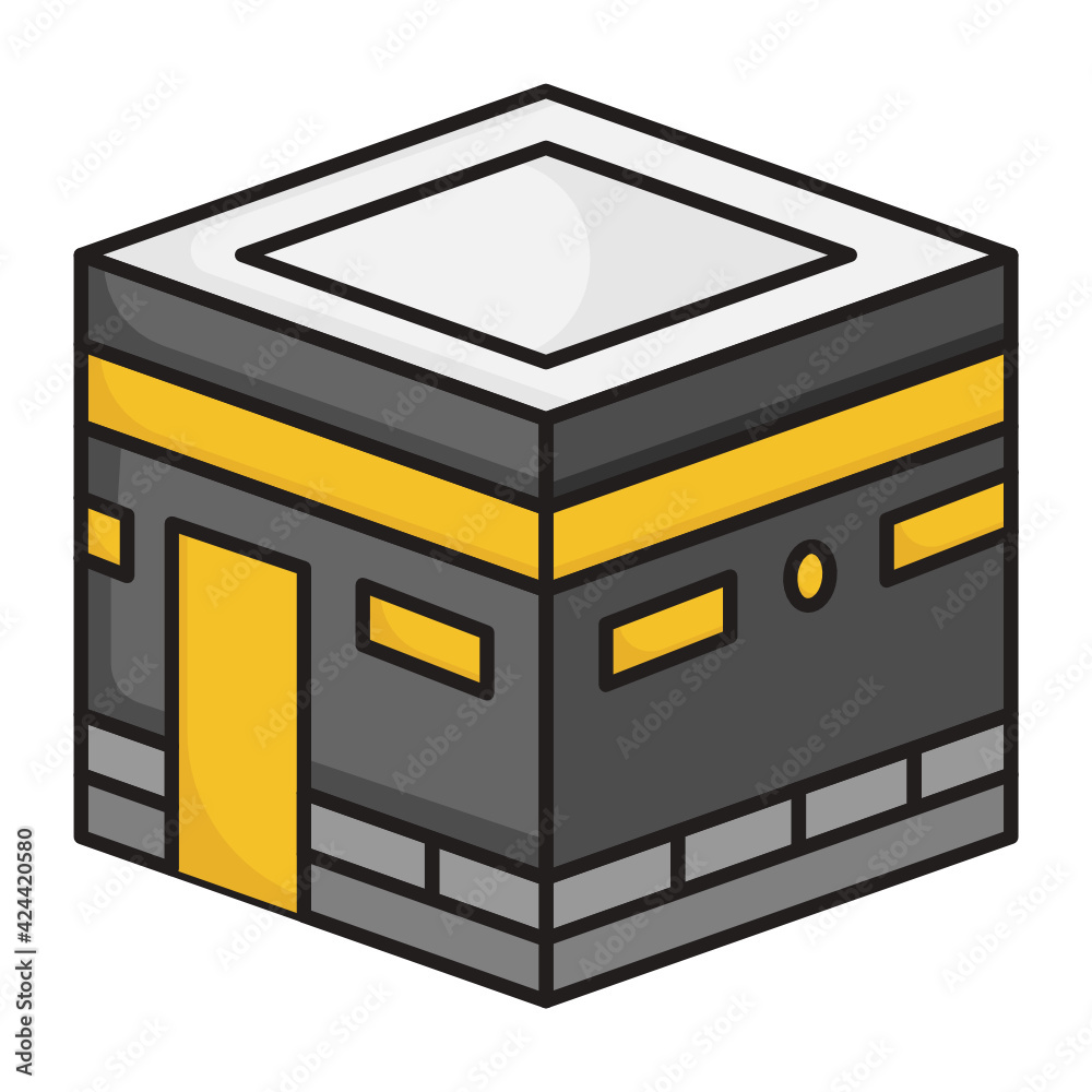 Holy Makkah Concept, The Kaaba Vector color Icon Design, Arab culture ...