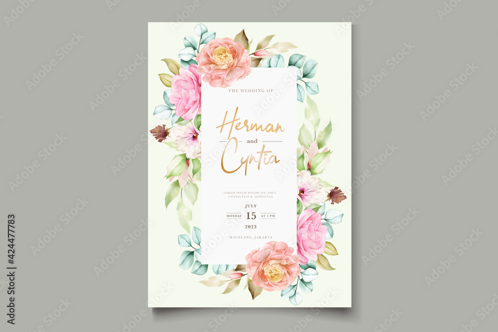 hand drawn floral wedding invitation card set Stock Vector | Adobe Stock