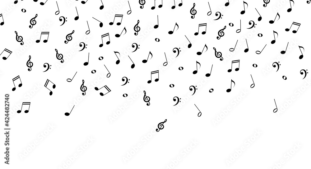 Falling music notes, musical background. Vector illustration isolated ...