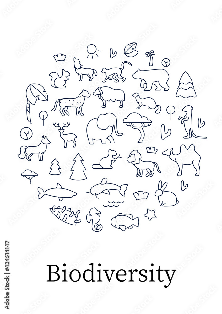 Stock-Vektorgrafik „Biodiversity circle poster. Consists of desert ...