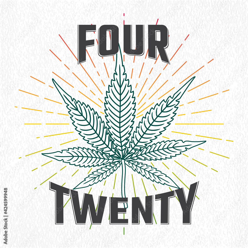 Four Twenty Logo Lettering with Detalized Marijuana or Cannabis Leaf as ...