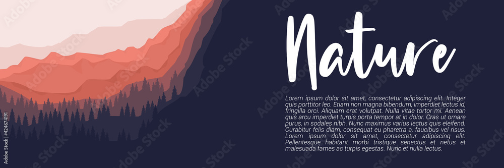 mountain forest flat design vector banner template good for web banner ...