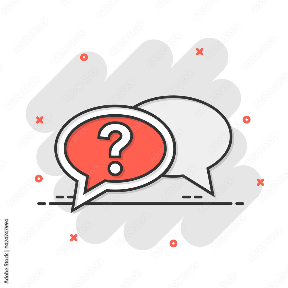 Question mark icon in comic style. Discussion speech bubble vector ...