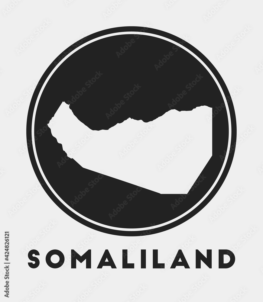 Somaliland icon. Round logo with country map and title. Stylish ...