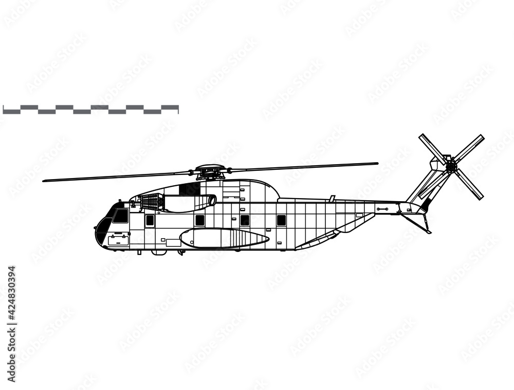 Sikorsky CH-53 Sea Stallion. Vector drawing of heavy-lift helicopter ...