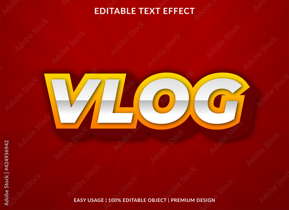vlog text effect template design with bold style and abstract ...